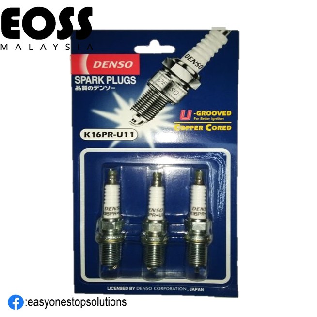 3pcs ORIGINAL DENSO SPARK PLUG K16PR-U11 for Perodua Viva, Kenari ...