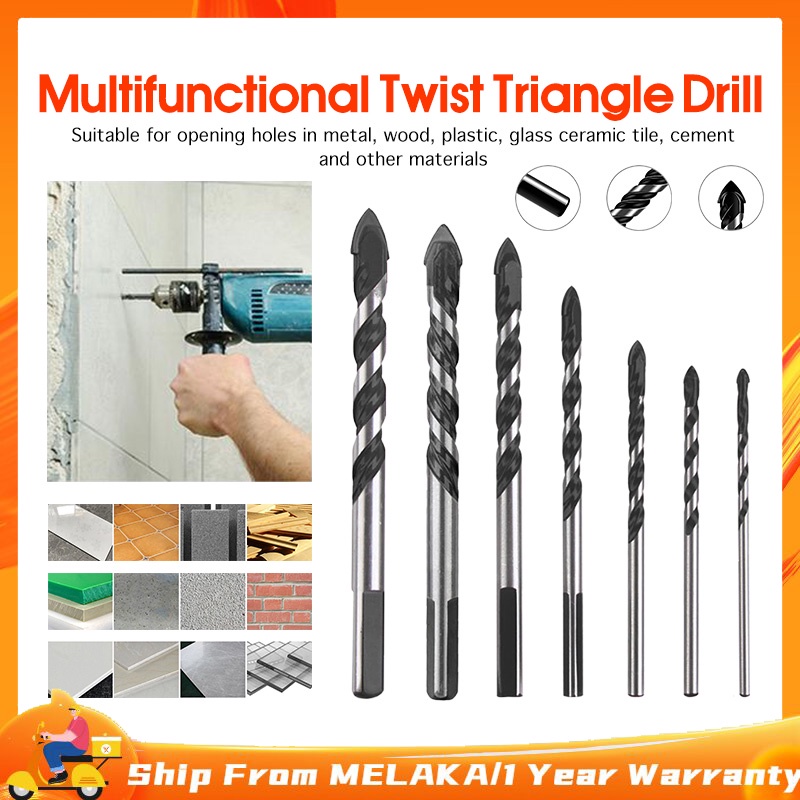 7-Piece Multifunctional Carbide Tip Drill Bit Set Special Pear Head Drill Bits for Drilling in ...