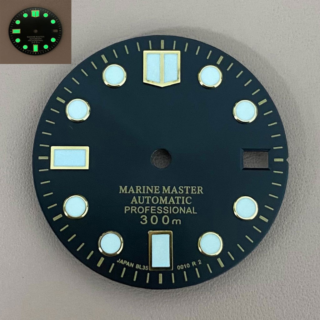 28.5mm 007 Watch Dial Green Luminous Big Gold Nail Sun Pattern Dial for ...