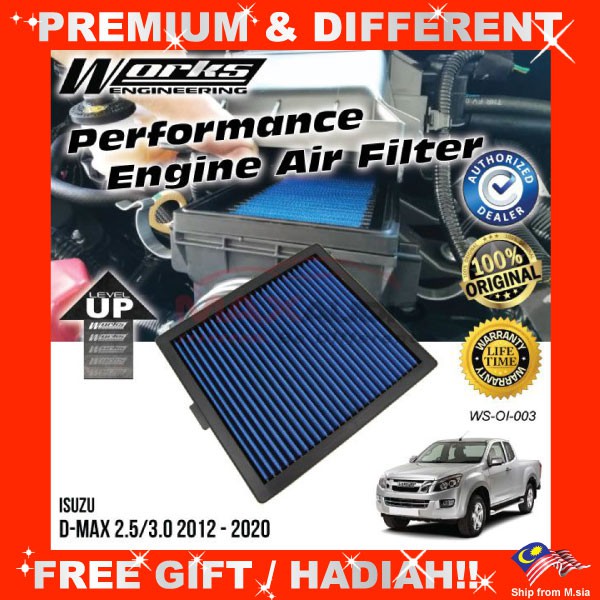 Car Air Filter ISUZU DMAX D-MAX 2.5/3.0 2012 - 2022 WORKS ENGINEERING ...