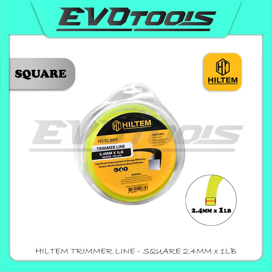 HILTEM BRUSH CUTTER TRIMMER LINE - SQUARE X 2.4MM X 1LB /NYLON GRASS TRIMMER LINE/TALI MESIN ...