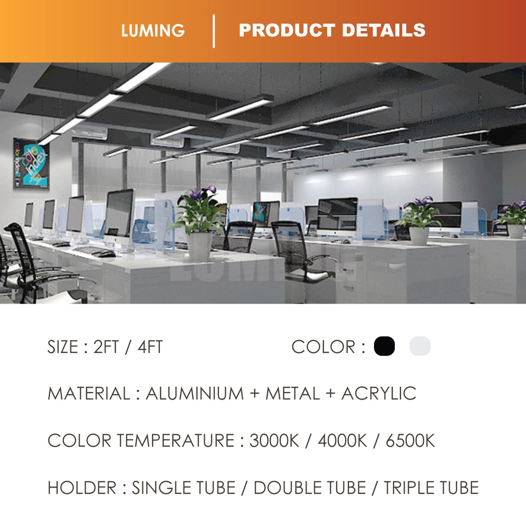 LMG_ LED T8 Linear Light Casing Office Light 2FT 4FT Kalimantang Tube Fitting Ceiling Wall ...