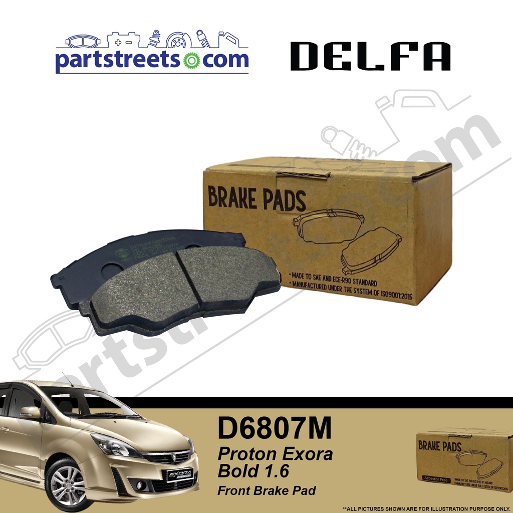 DELFA Front Brake Pad - Proton Exora Bold 1.6 - D6807M (1set) | Shopee ...