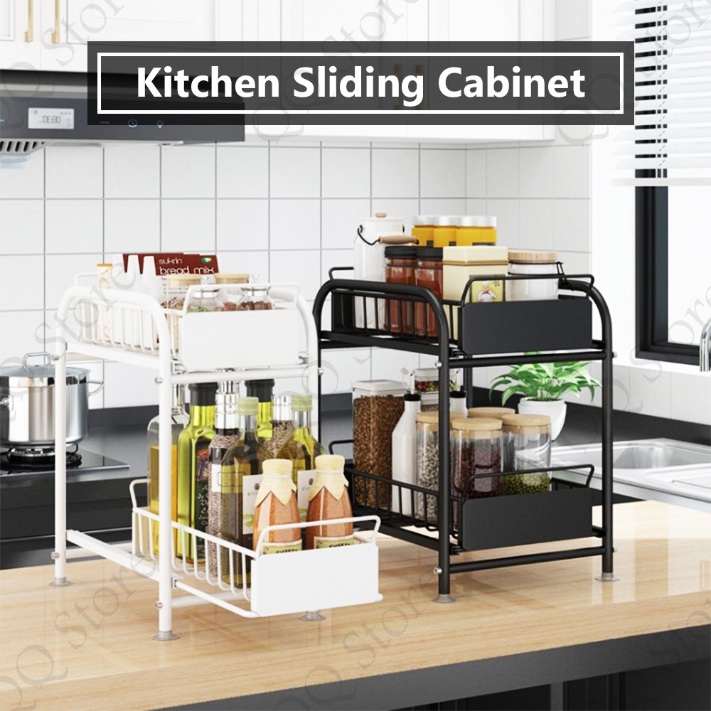 Sliding Cabinet Basket Pull Out Stainless Steel Rack Kitchen Organizer ...