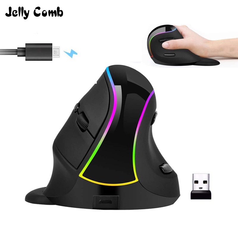 Jomaa 2.4G Wireless Mouse Vertical Rechargeable RGB Gaming Mouse for ...