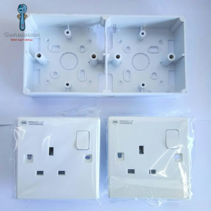 【One Set】UMS 13A Single Electric Switch Wall Socket and 3”x7” Double ...