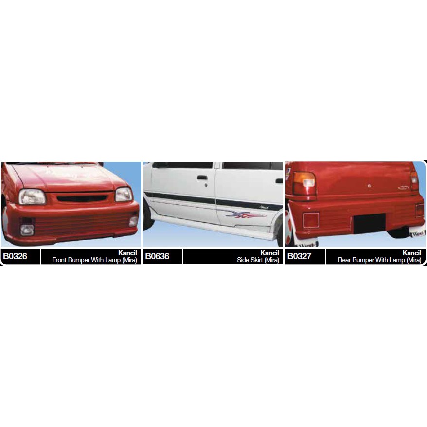 Perodua kancil mira style bodykit body kit front side rear bumper skirt ...