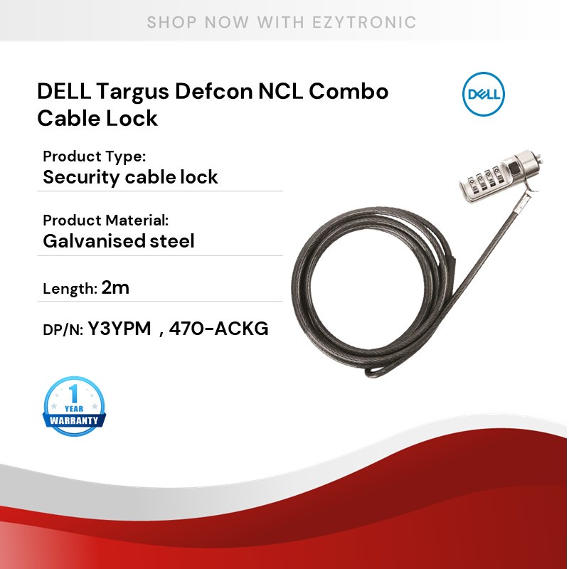 Dell Targus Defcon NCL Combo Cable Lock P/N: Y3YPM | Shopee Malaysia