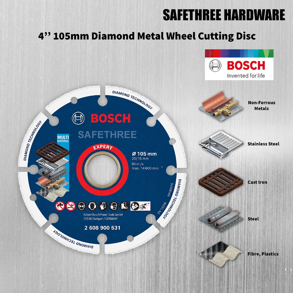 Bosch 4'' Expert Diamond Metal Wheel Cutting Disc (105 x 20/16mm) For ...