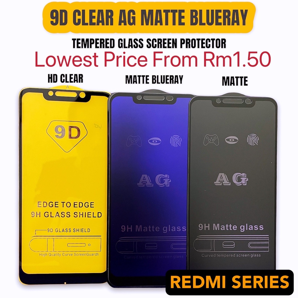 Redmi 12 12C A1 A3 A2+ 10 10C 10A 6 6A 7 7A 8 8A 9 9A 9C 9T 9D Clear Full Screen Matte Anti Blue ...