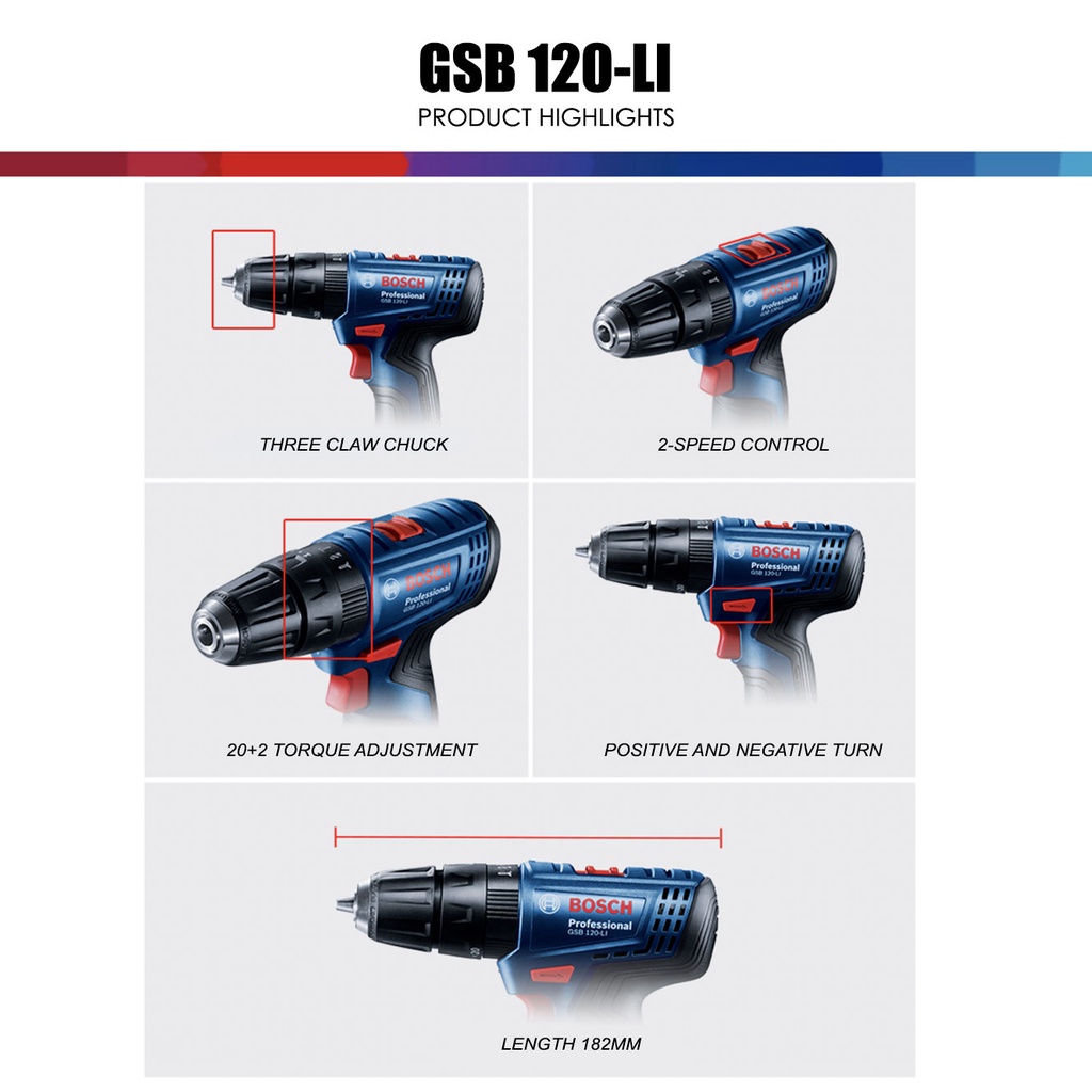 BOSCH 12V Drill Combo GSB 120-LI + GDR 120-LI Cordless Impact Drill ...