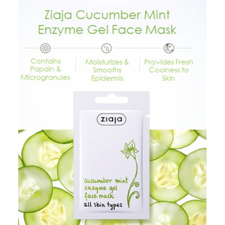 ZIAJA CUCUMBER MINT ENZYME GEL FACE MASK 5 PCS | Shopee Malaysia