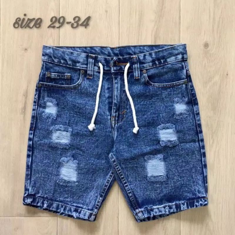Ripped JEANS Shorts With Drawstring Straps/Men's DISTRO Pants With ...