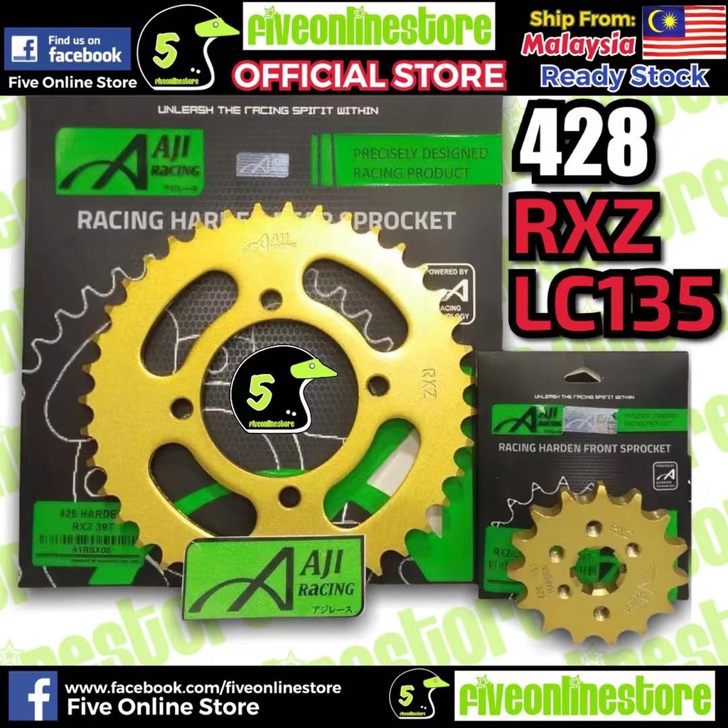AJI RACING 428 RXZ LC135 Y15 Y15ZR Gold Heavy Duty Sprocket ORIGINAL ...