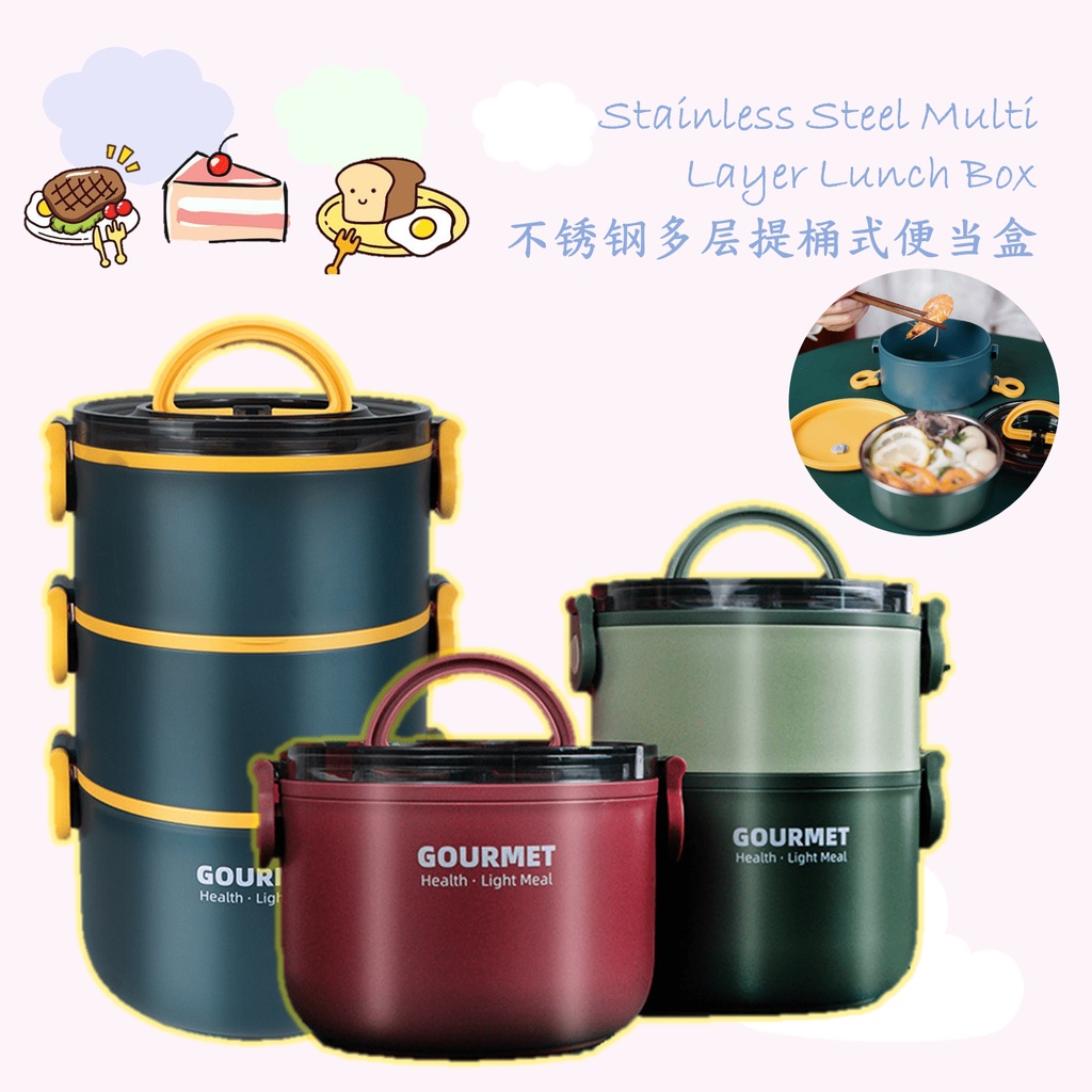 Stainless Steel 304 Multi Layer Thermal Lunch Box Portable Lunch Box ...