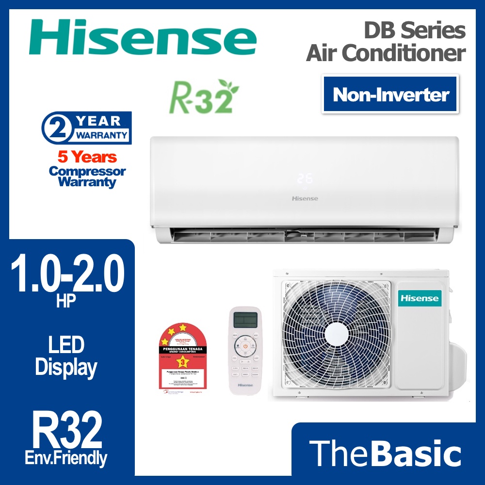 HISENSE AirCond 1HP/1.5HP/2HP/2.5HP Non Inverter Air Conditioner ...