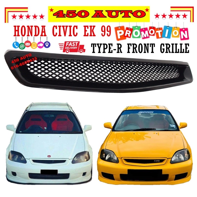 🔥Honda Civic EK99 (99-01) Front Grille // EK9 ABS Front Hood Grill ...