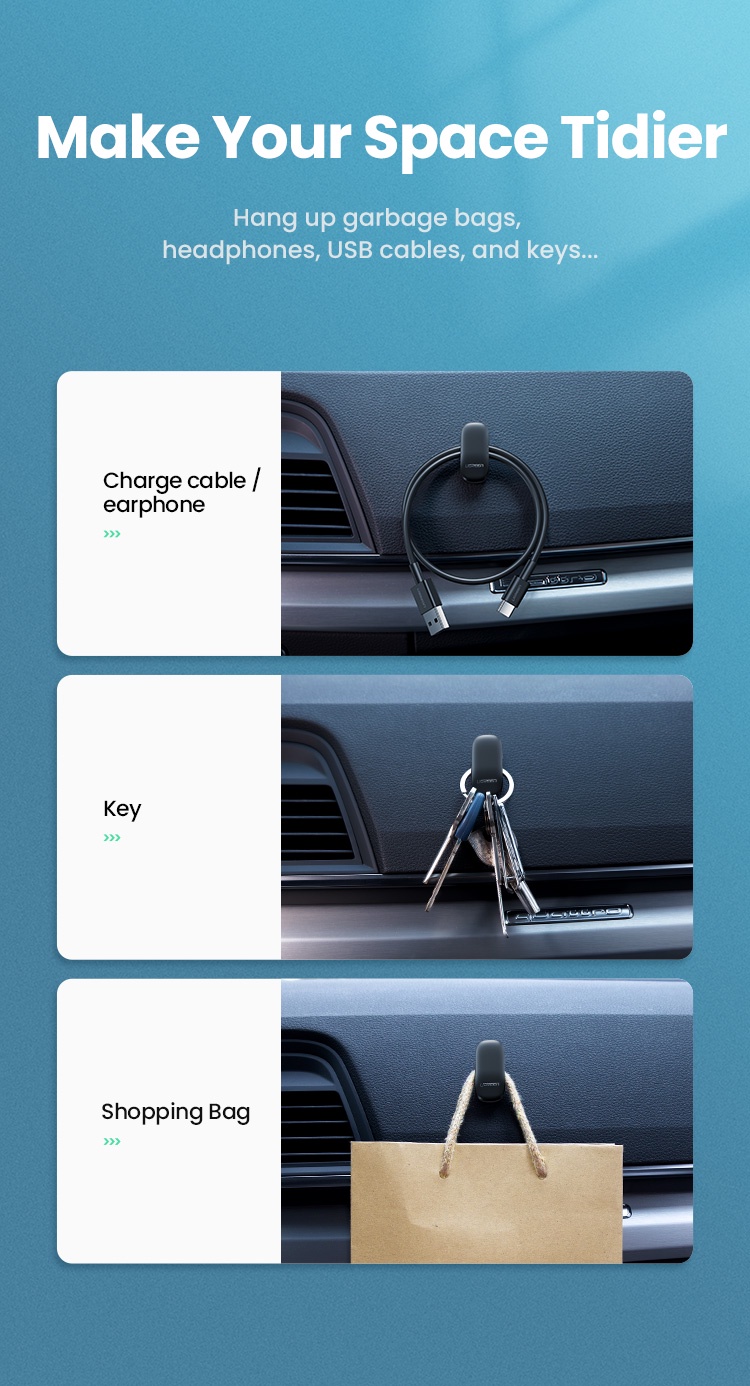 UGREEN Organizer Hooks Hangers Fastener Clip for Car Home Office Key ...