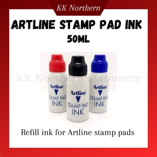 Artline Stamp Pad Ink 50cc Stamp Chop Permanent Refill Ink Black /Blue ...