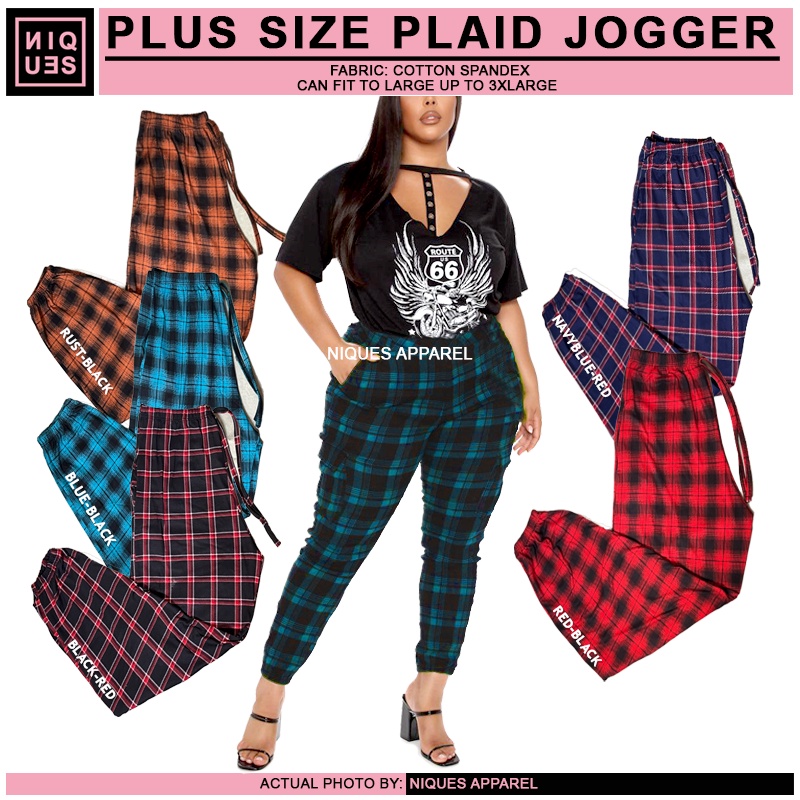 PLUS SIZE PLAID CHECKERED JOGGER PANTS ( UNISEX ) | Shopee Malaysia