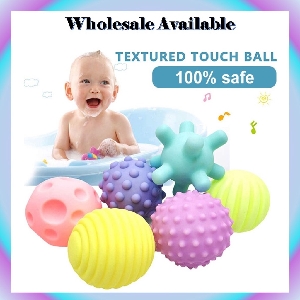 6pcs Baby Sensory Touch Hand Ball Toys | Rubber Textured For Children ...