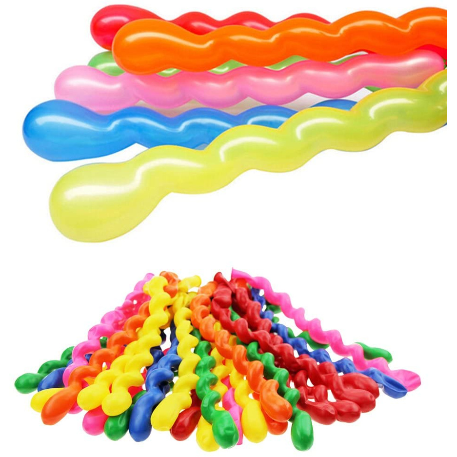 10pcs mixed color Latex Spiral Balloons Long Spiral Birthday Party ...