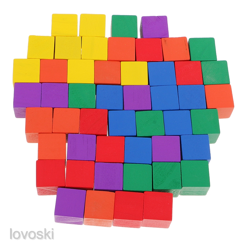 [lovoskiMY] 50pieces/Pack Multi-colored Wood Cubes Block for Kids ...