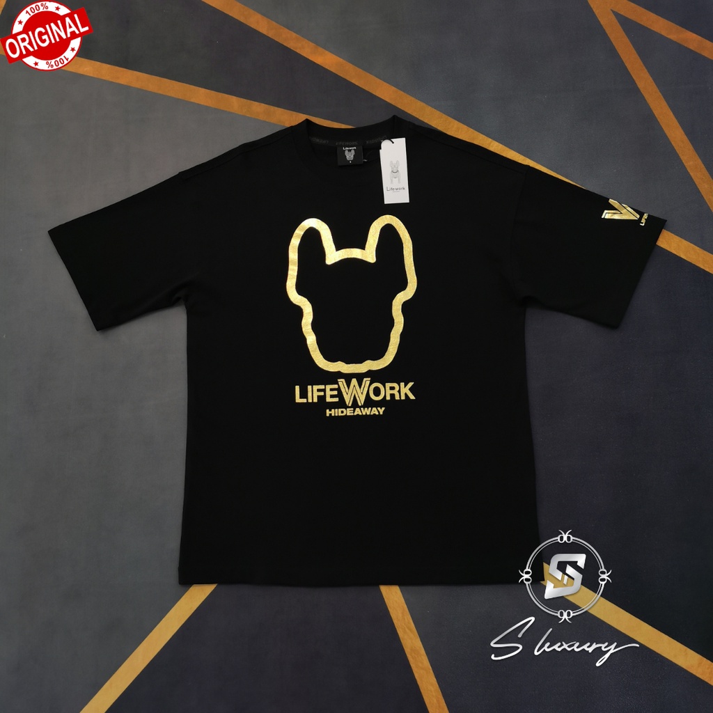 LIFE WORK GOLD LOGO TEE (OVERSIZE) | Shopee Malaysia