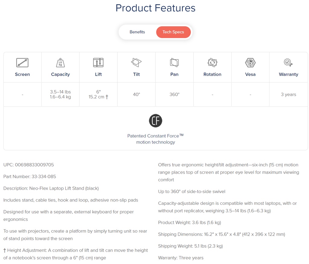 Ergotron Neo-Flex Notebook/ Laptop Stand - Height Adjustable Ergonomic ...