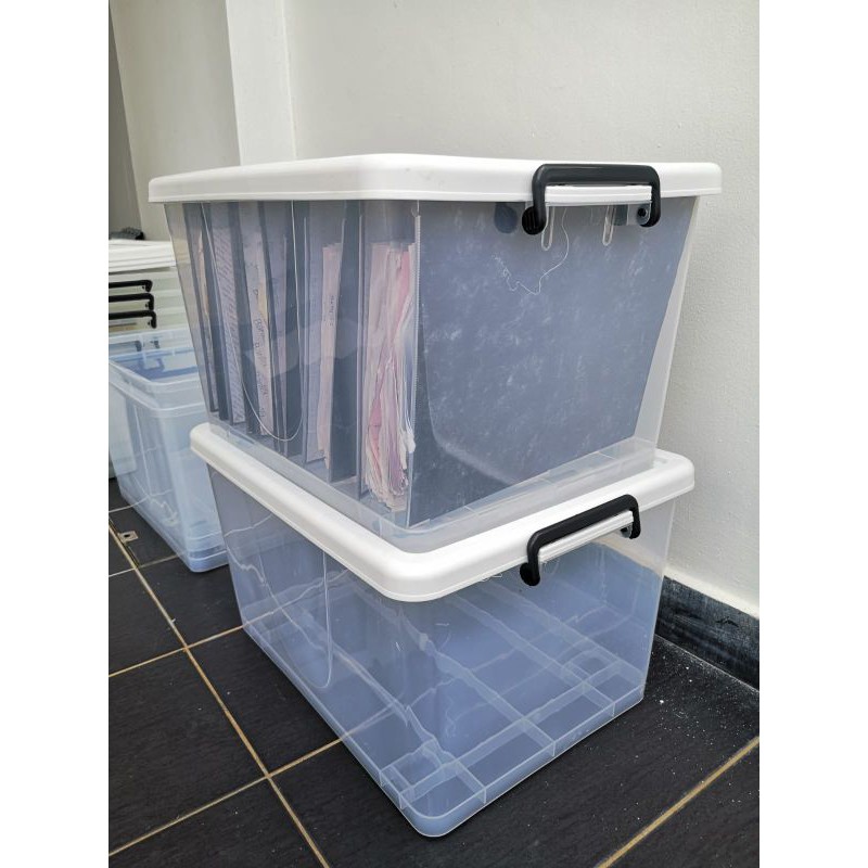 Transparent Plastic Storage Box Stackable Storage Organizer Wheels Multi Purpose Box Bekas ...