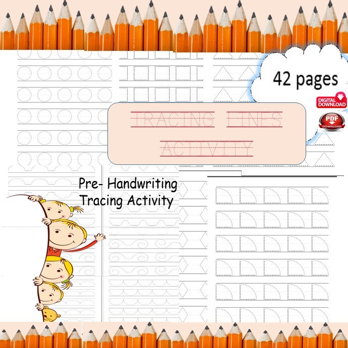 Printable Pre-hand writing Tracing Lines Activity For Preschool ...