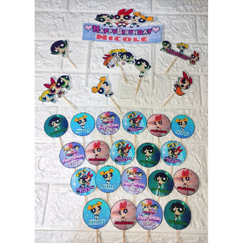 Powerpuff Girls Cake & Cupcake Topper Set (23pcs) (8pcs) (15pcs ...
