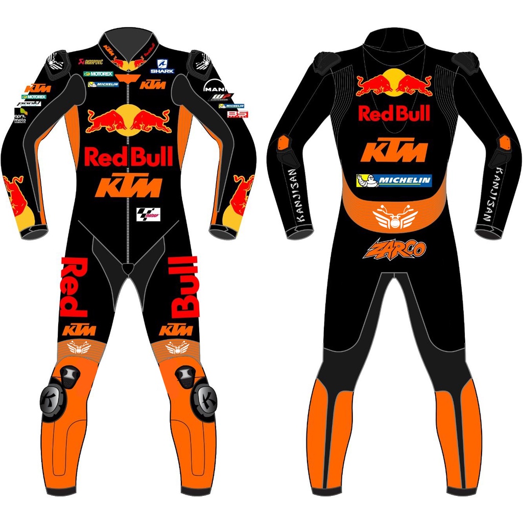 One-Piece Motorcycle Racing Suit Red Bull KTM Cowhide Leather Best Suit ...