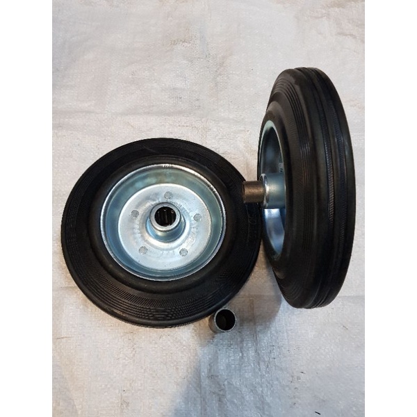 8" inch HEAVY DUTY BLACK RUBBER WHEEL 手推车轮子 / WHEEL ONLY WITH BUSH ...