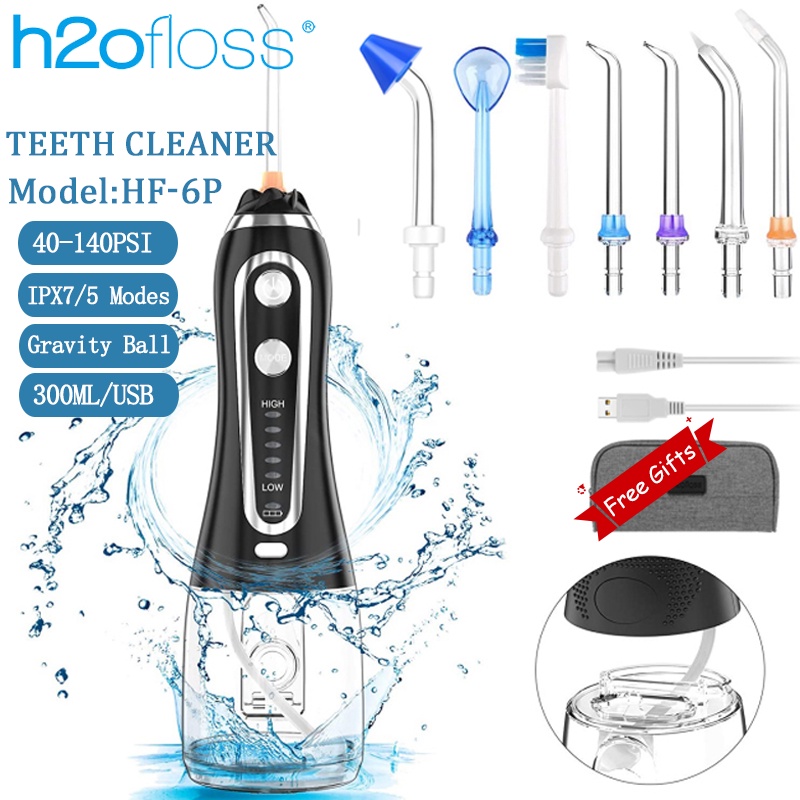 Cordless Water Flosser for Teeth IPX7 Waterproof Teeth Cleaner with 5 ...