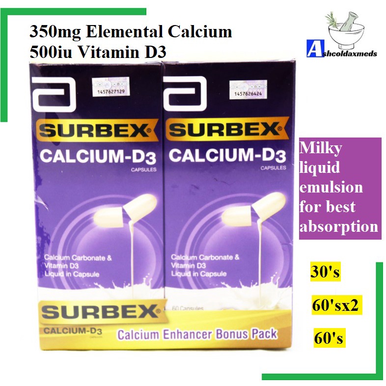 Abbott Surbex Calcium D3 60'S/60'SX2/30s EXP09/2026 | Shopee Malaysia
