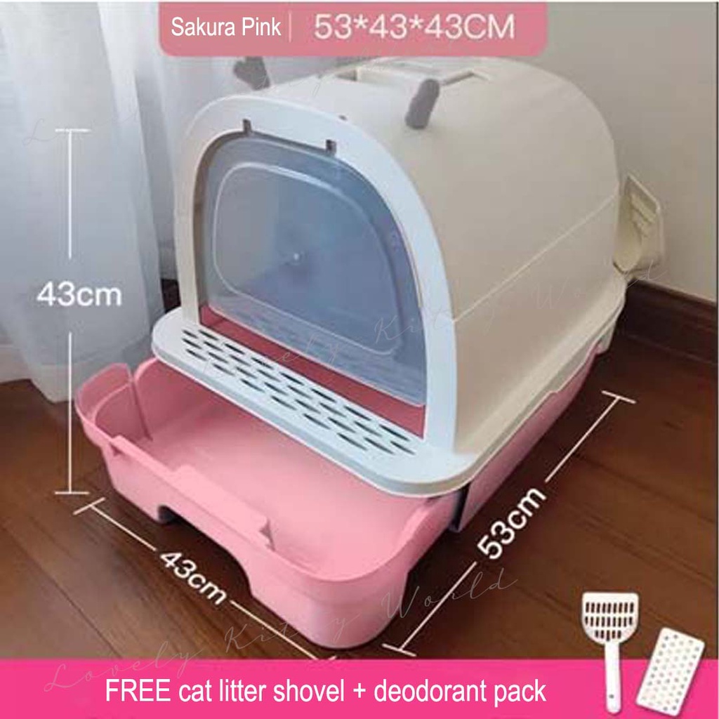 Cat Litter Toilet Box Jumbo Hooded Tempat Bekas Pasir Berak Kucing ...