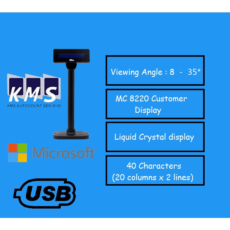 Customer Pole Display POS LCD 2x20 Display USB MC8220 for All POS ...