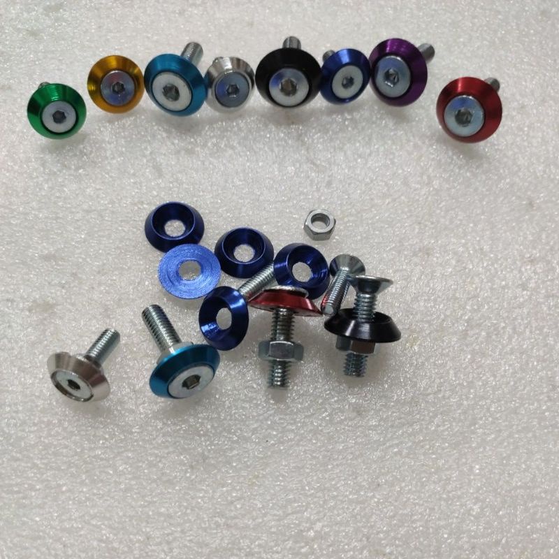 Universal Screw Nut Alloy Color M5 M6 Number Plate Coverset 5mm 6mm ...