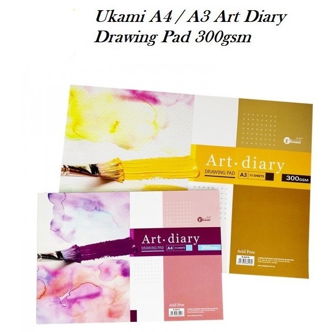 Ukami 300gsm A4/A3 Art Diary Drawing Block / Drawing Pad / Kertas ...