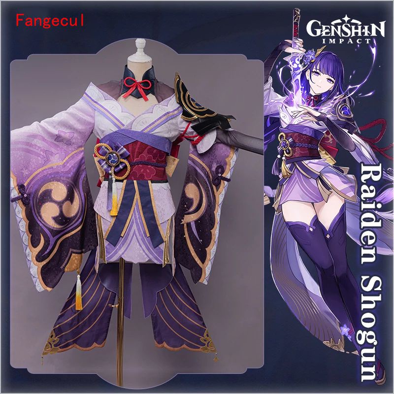 【Ready Stock】Genshin Impact Raiden Shogun Cosplay Clothing Wig Game ...