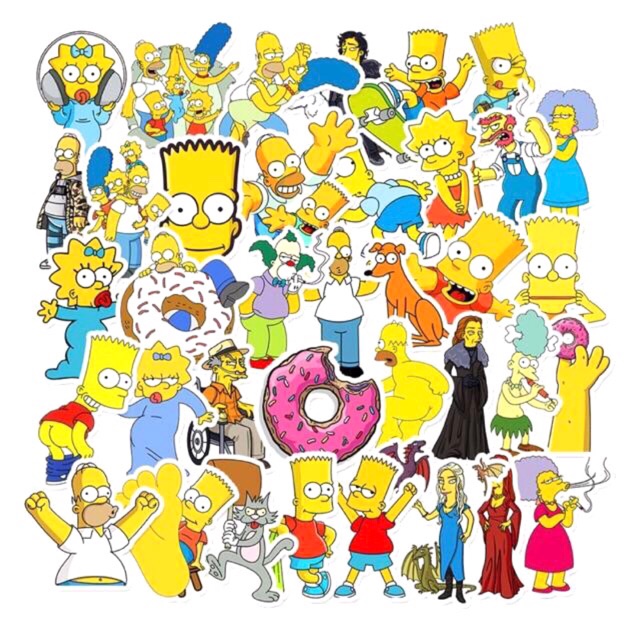Simpson family stickers 60 different silk pressed pieces/simson family ...