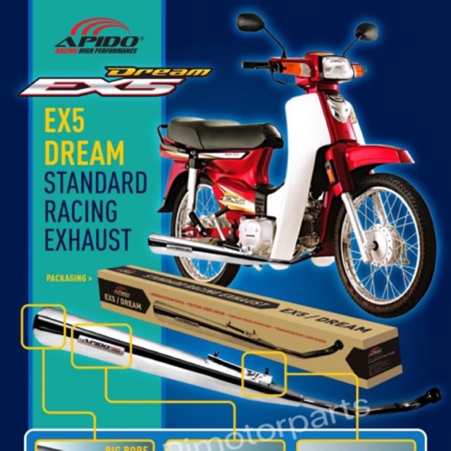 EX5 HIGH POWER / EX5 DREAM / EX5DREAM ( ORIGINAL APIDO ) CUTTING STANDARD RACING EXHAUST PIPE ...