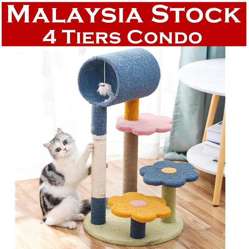 4 Tiers Cat Tree Tower Condo House Rumah Kondo Tidur Kucing Murah Besar ...