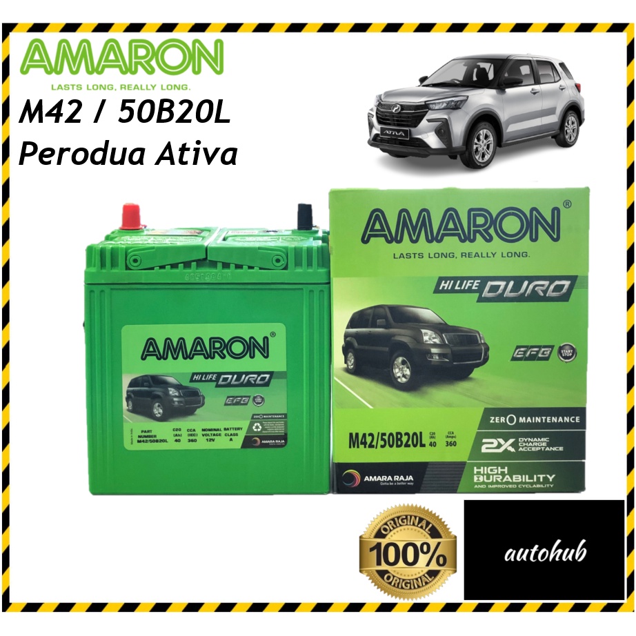 AMARON Battery for Perodua Ativa M42 EFB Series Idle Start Stop Car Battery Premium Lasting (M42 ...