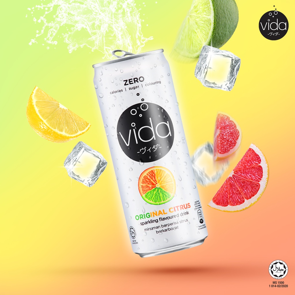 24x【Vida Sparkling Drink 325ml】Zero Calories&Sugar&Colouring | Shopee ...