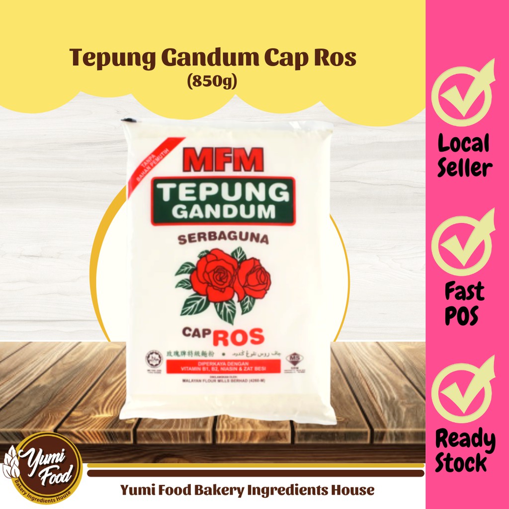 [READY STOCK] Cap Ros Tepung Gandum 850g/ Tepung Serbaguna/ Multi ...
