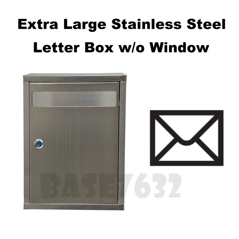 40x30x15 XL Extra Large Stainless Steel Letter Box Mailbox Letters Mail ...