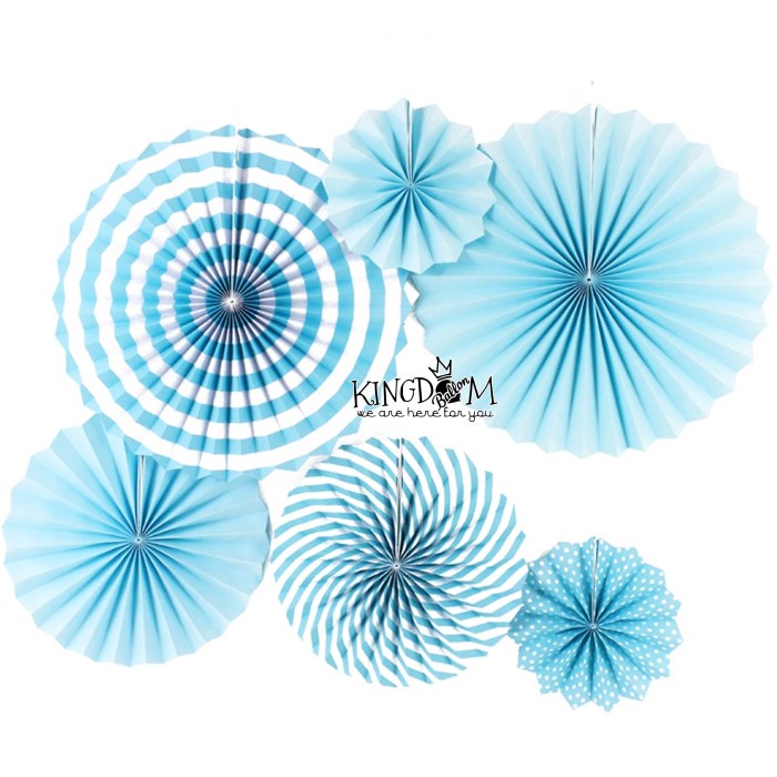 Paper Fan/Paper Fan Set 6 in 1/decoration Decoration/Paper Fan Blue ...