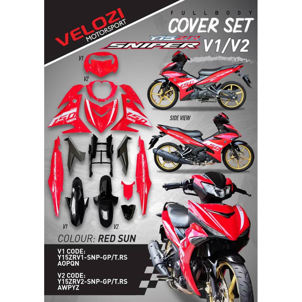STICKER TANAM !! VELOZI APIDO Y15ZR FULL BODY COVERSET SNIPER Y15 V1 V2 ...